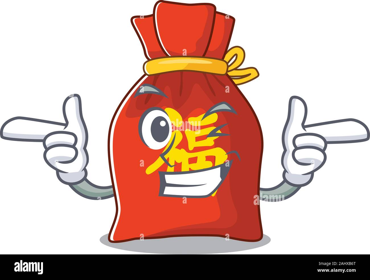 Chinese money bag Scroll mascot cartoon design with Wink eye Stock ...