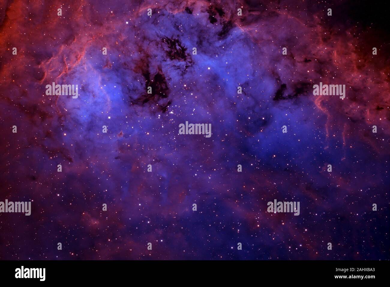 Beautiful deep space, in blue and red light, with stars. Elements of ...