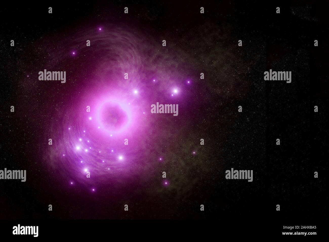 A cluster of stars in pink light. Elements of this image were furnished ...