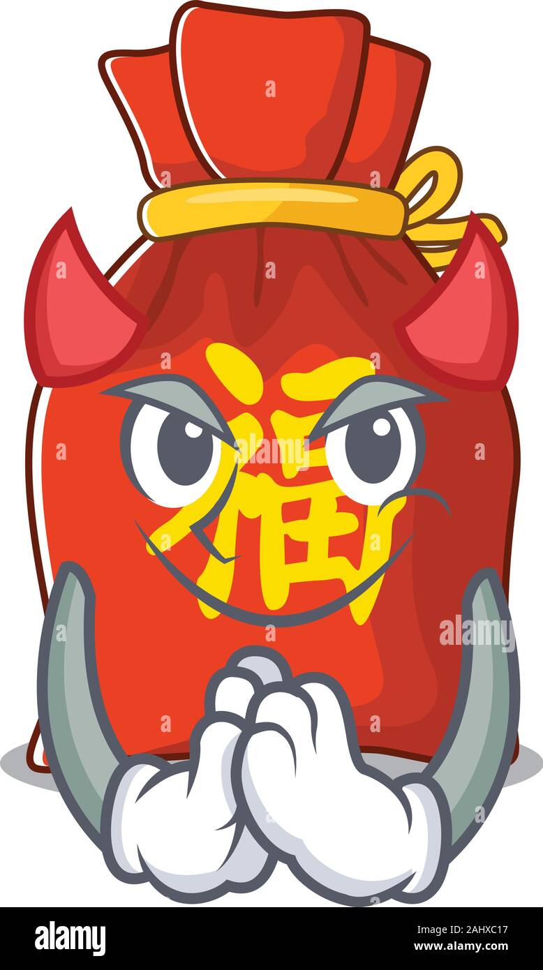 Devil Cartoon character of chinese money bag Scroll design Stock Vector ...