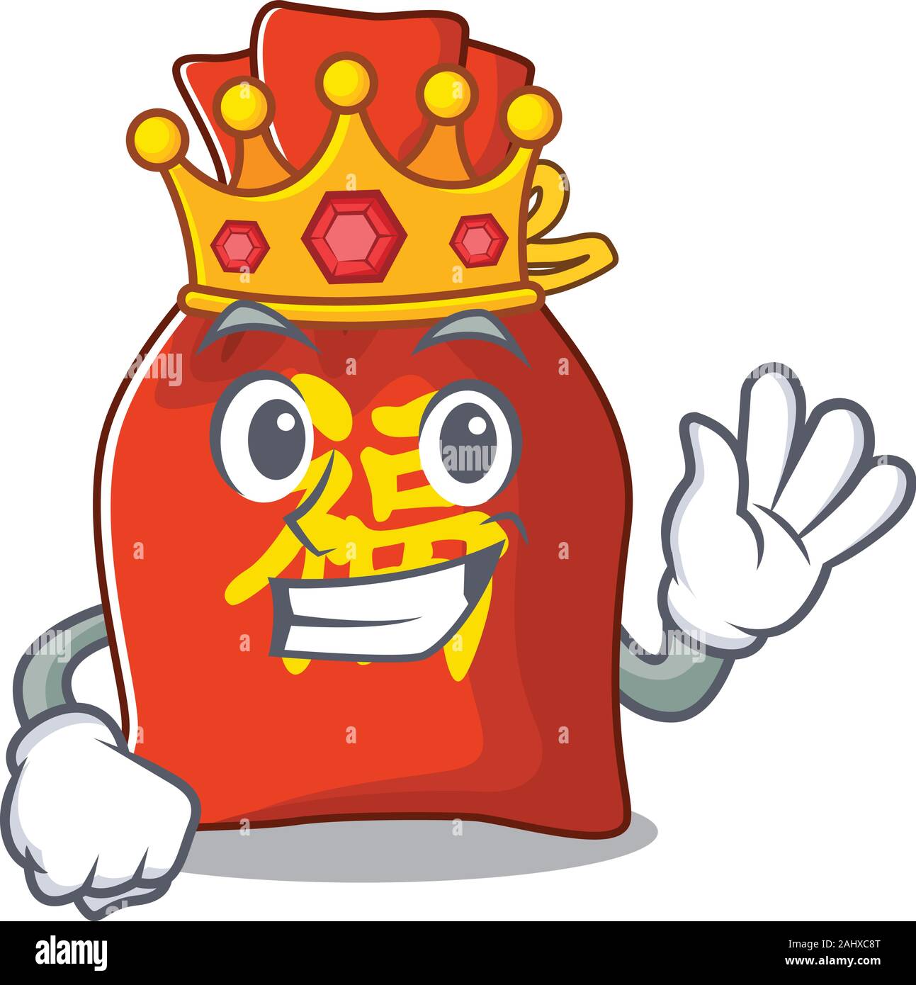 Chinese money bag Scroll A stylized of King on cartoon character design ...