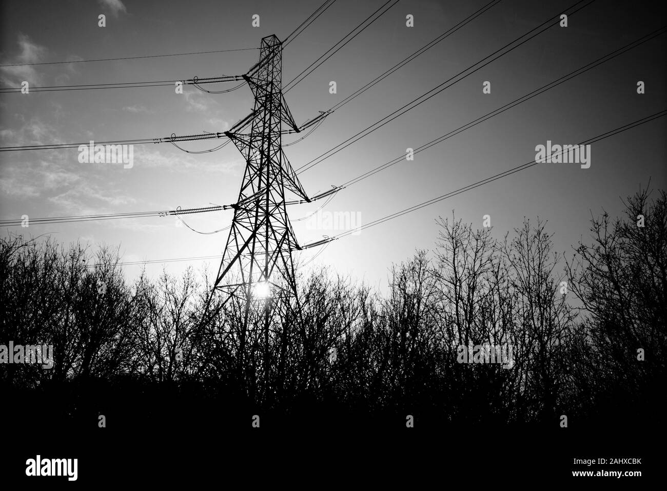 Electricity Pylon distribution wires Stock Photo - Alamy