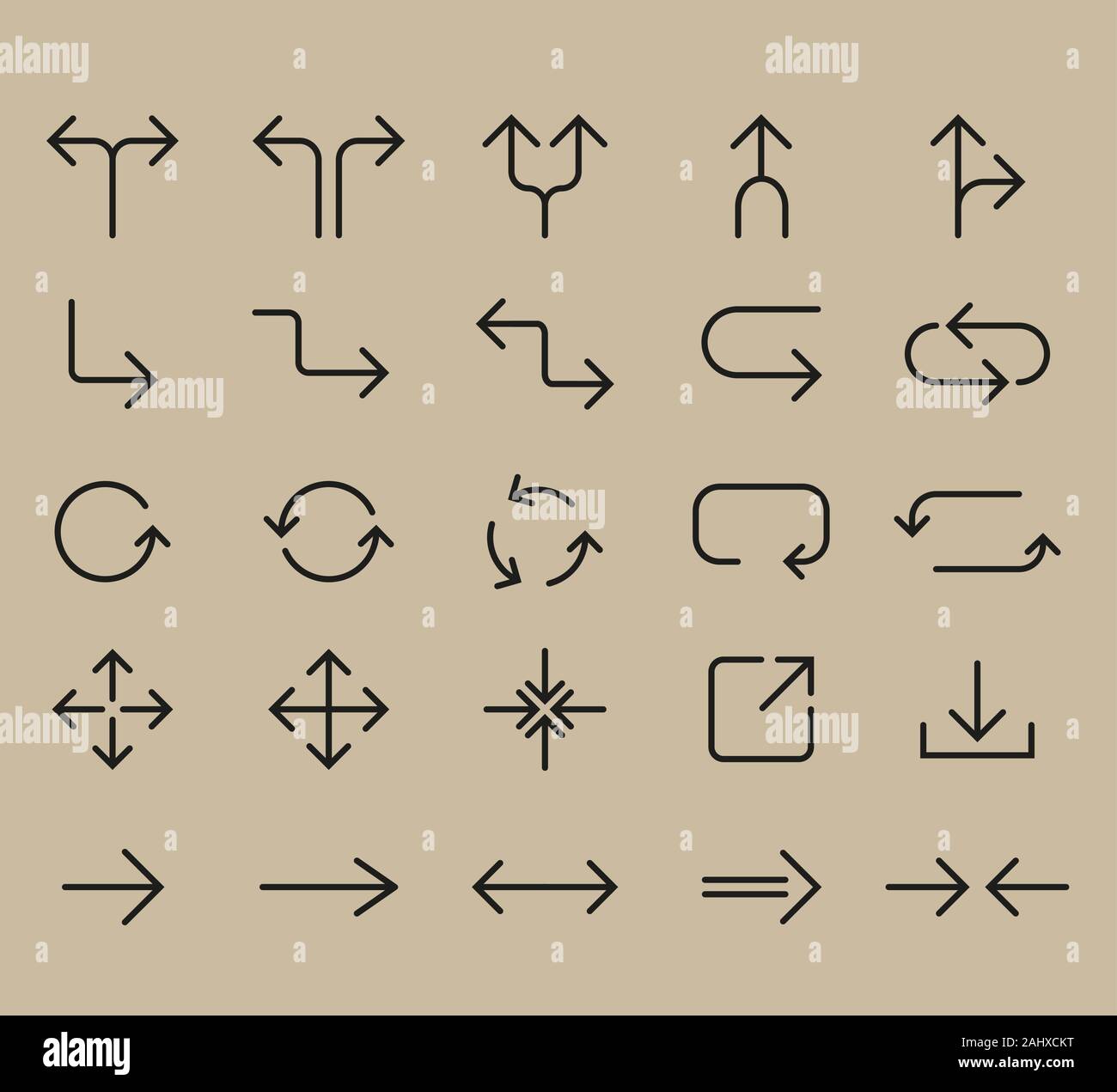 Line Arrow icon set. Vector illustration, flat design Stock Vector ...