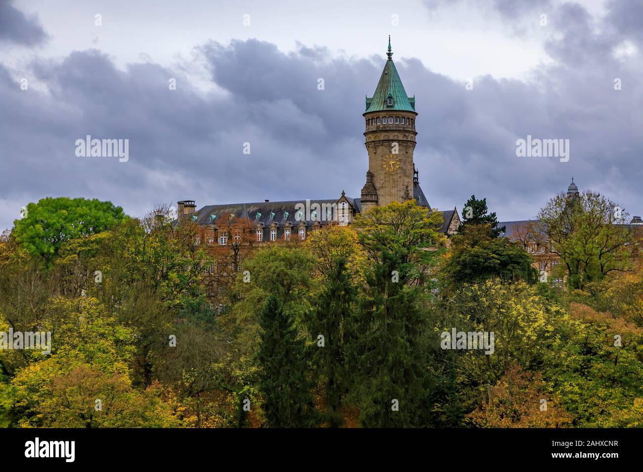 Scenic view adolphe bridge spuerkeess hi-res stock photography and ...