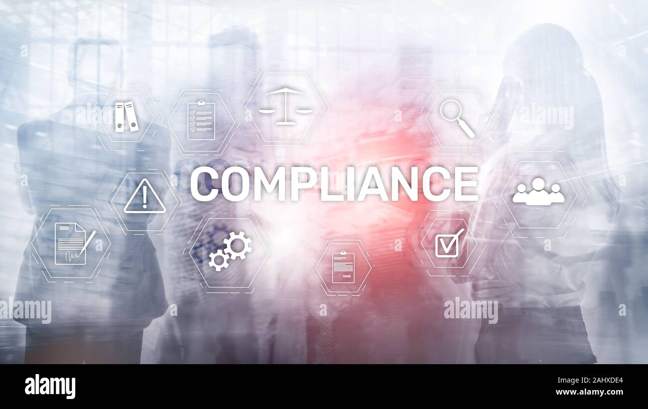 Compliance diagram with icons. Business concept on abstract background ...