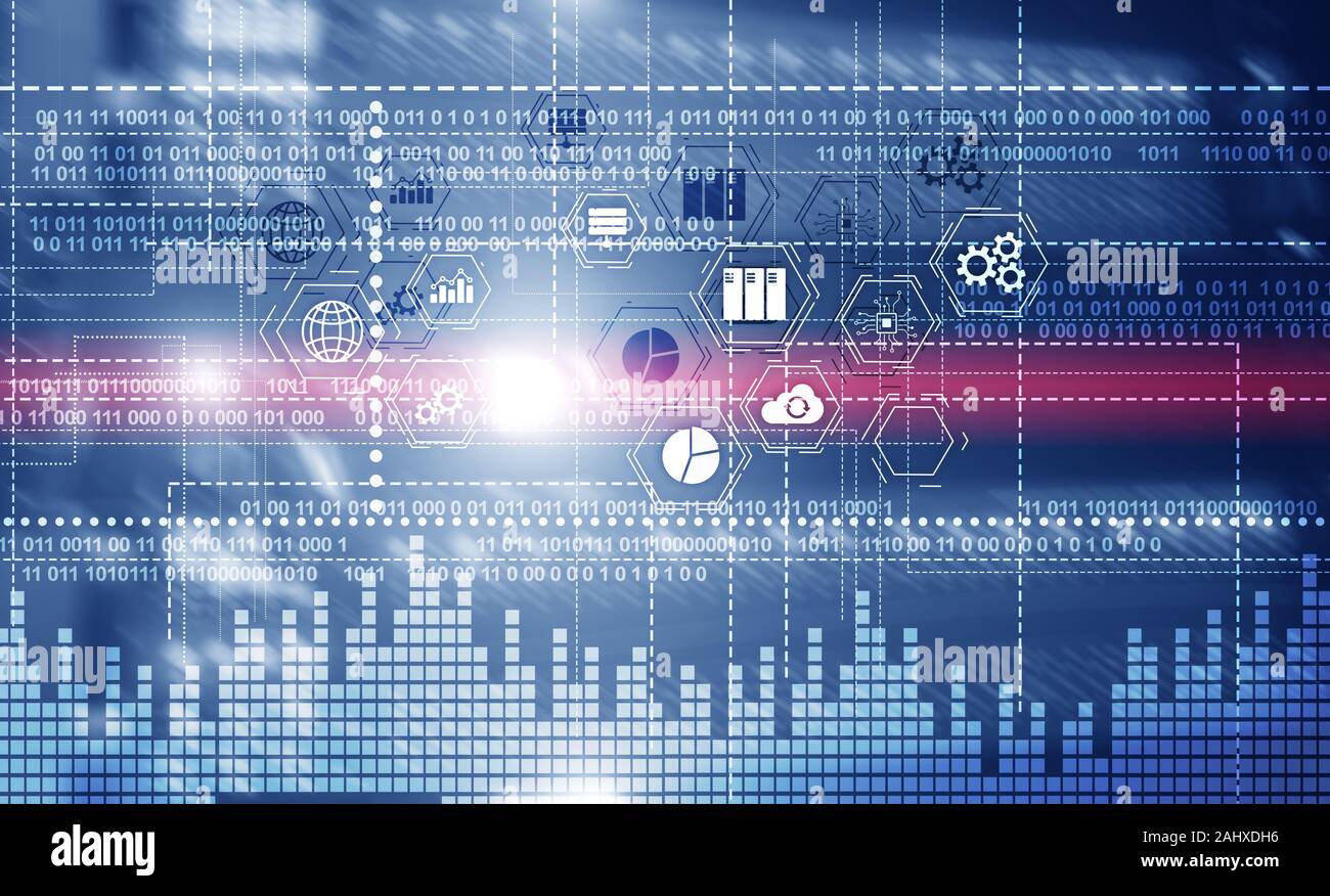 Binary code. ICT - information and telecommunication technology and IOT ...