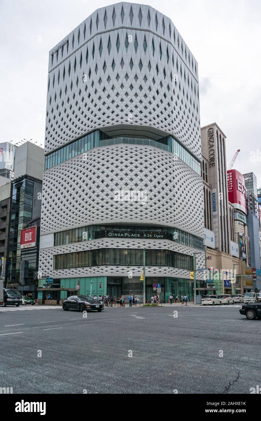 Tokyo, Japan - August 30, 2016: Ginza place in Ginza, the famous luxury ...