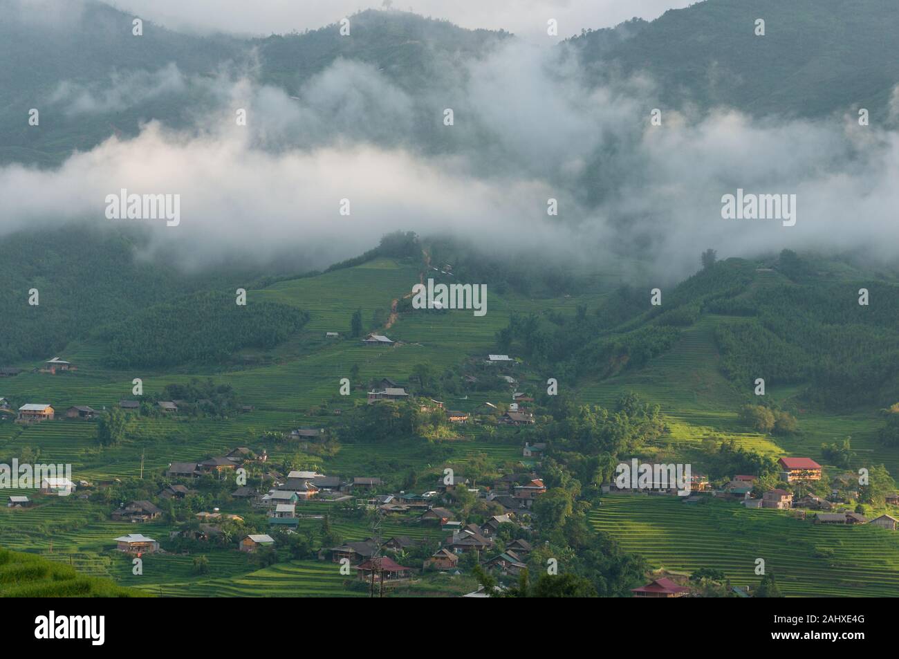 Aerial view of remote village in Vietnamese countryside. Rural summer ... Aerial view of remote village in Vietnamese countryside. Rural summer ...