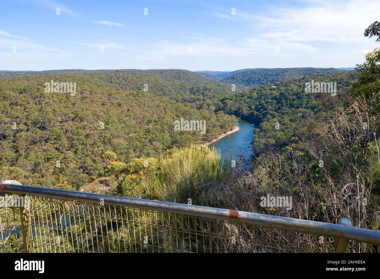 View from Bangoona lookout on Royal National Park and Hacking river ...