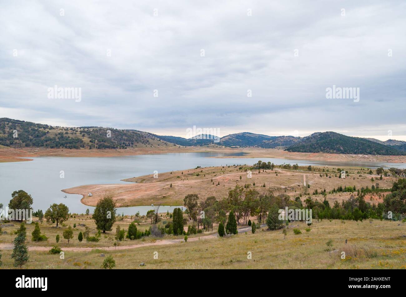 Australian outback landscape with lake nature background Stock Photo ...