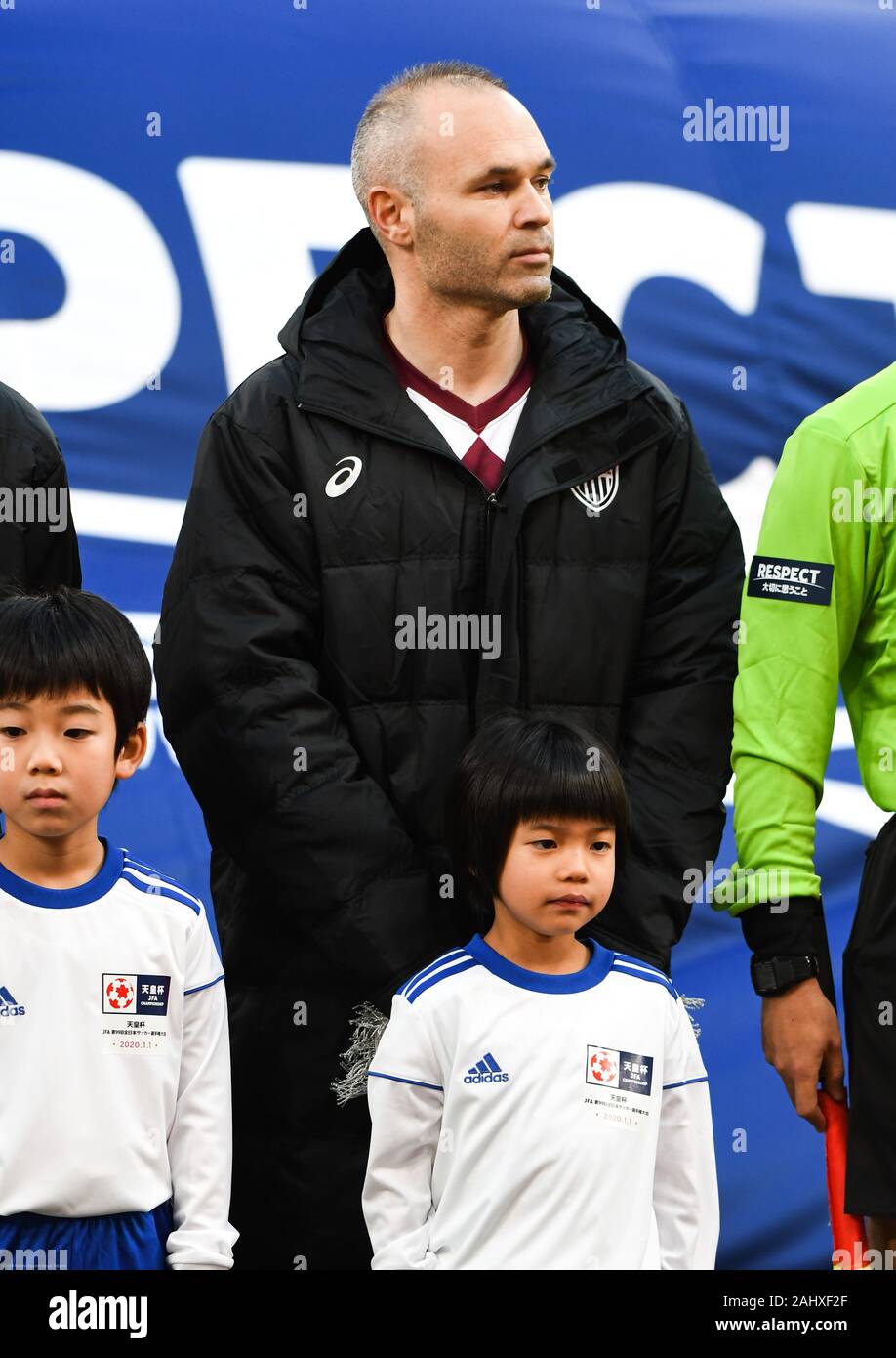 Tokyo, Japan. 1st Jan, 2020. Vissel's capitan Andres Iniesta stands ...