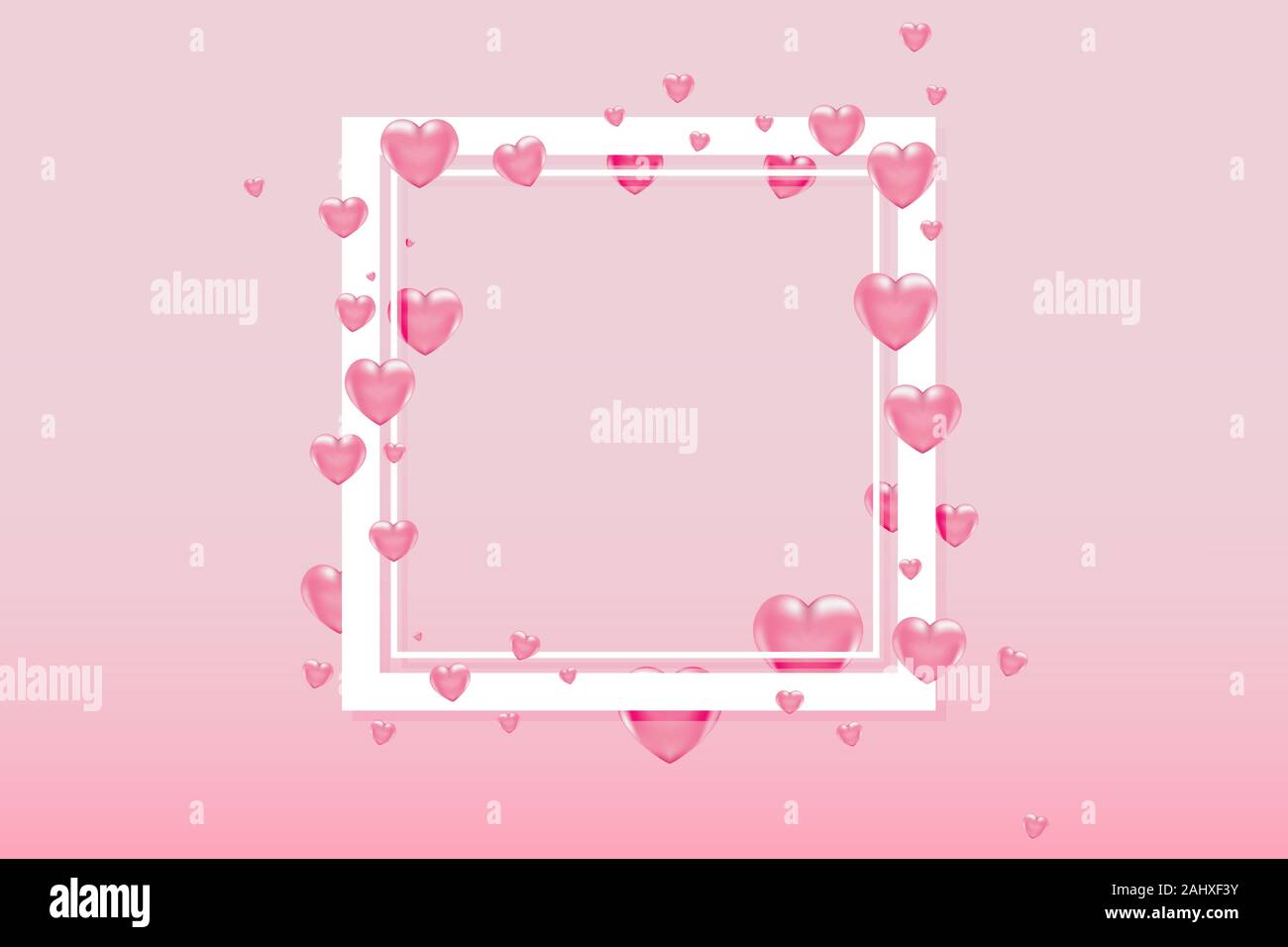 3d vector saint valentine s day white square frame with pink heart on ...
