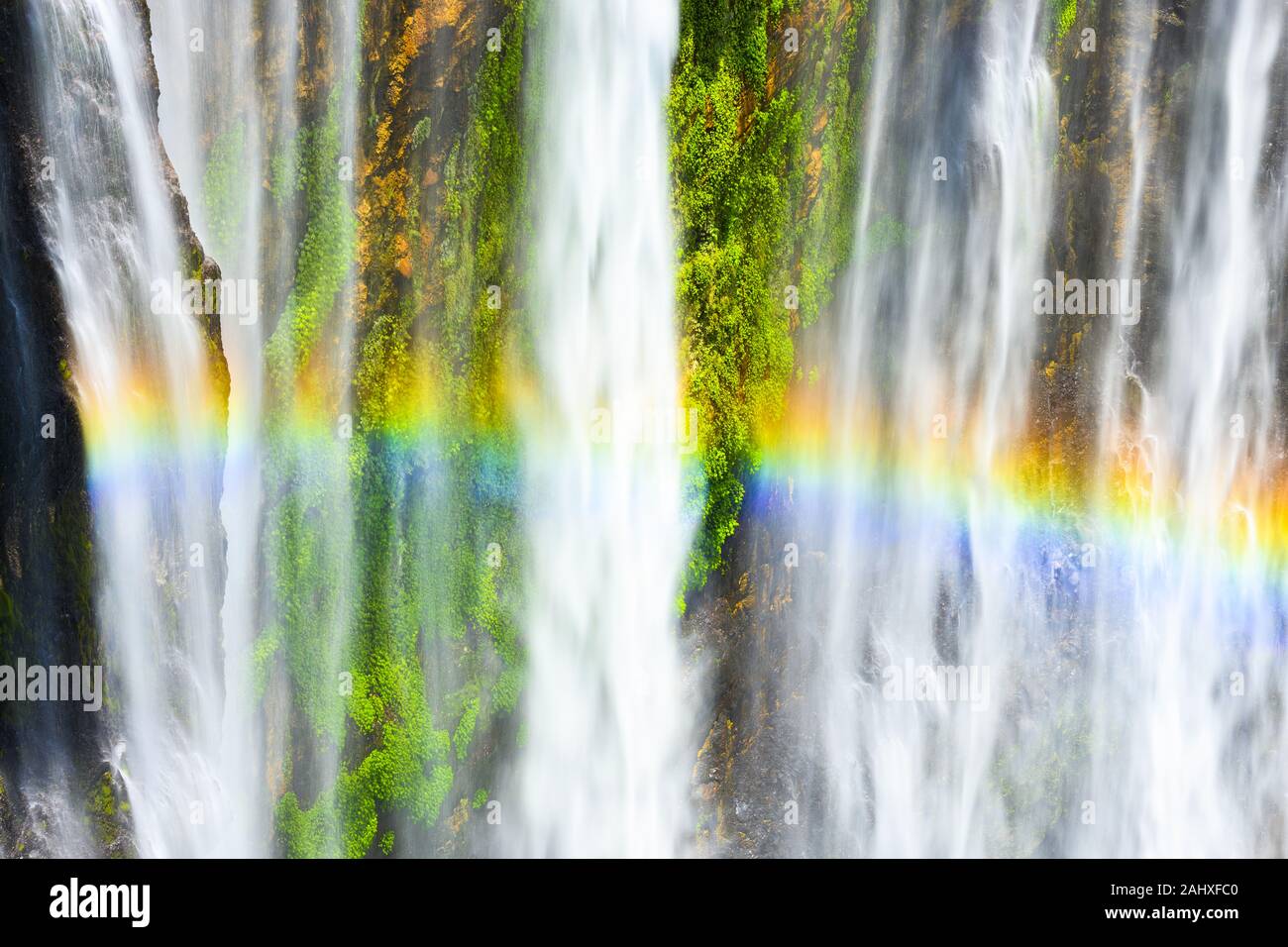 Close-up view of the Tumpak Sewu Waterfalls also known as Coban Sewu ...