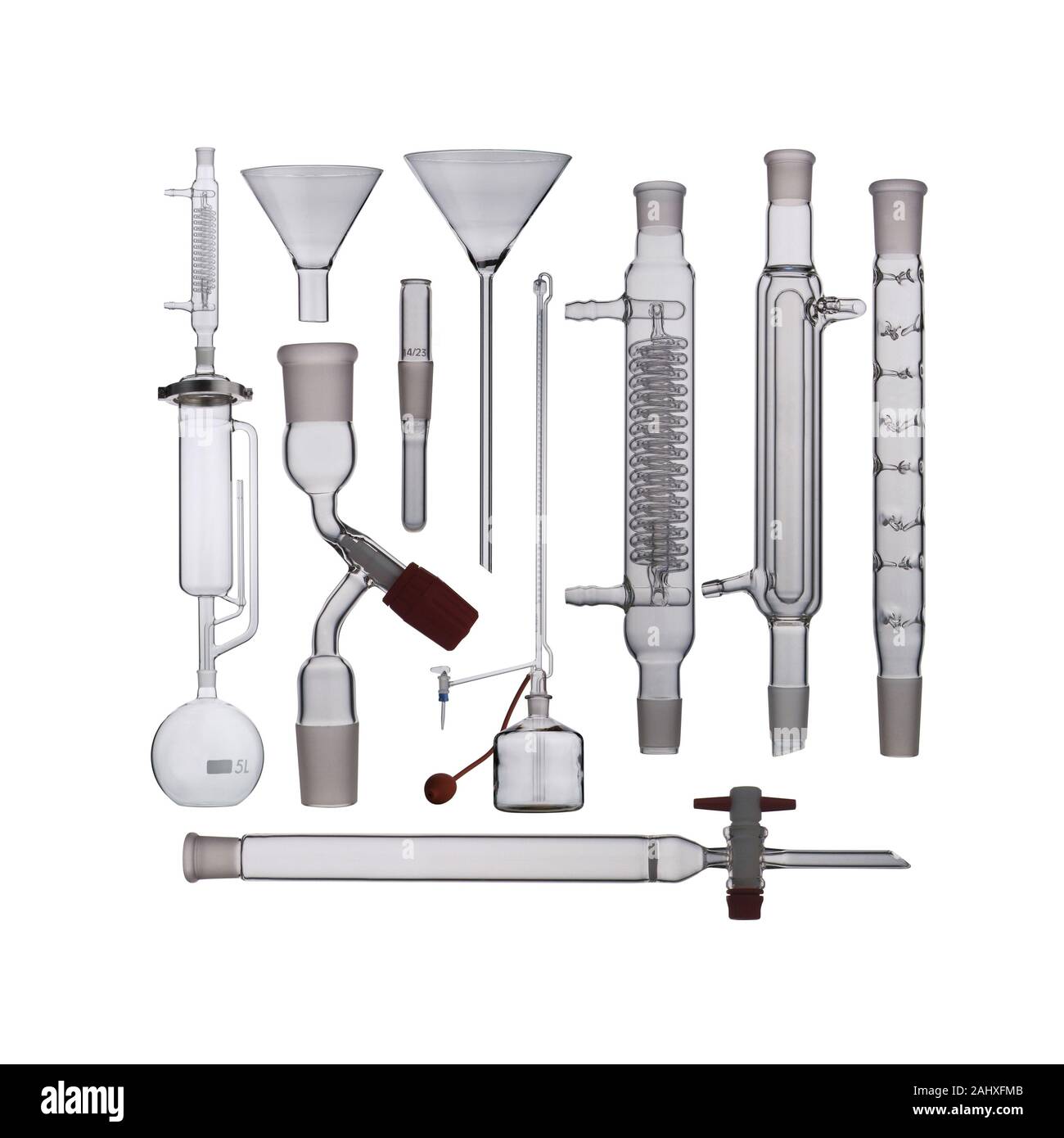 Lab. Laboratory glassware set on background Stock Photo - Alamy