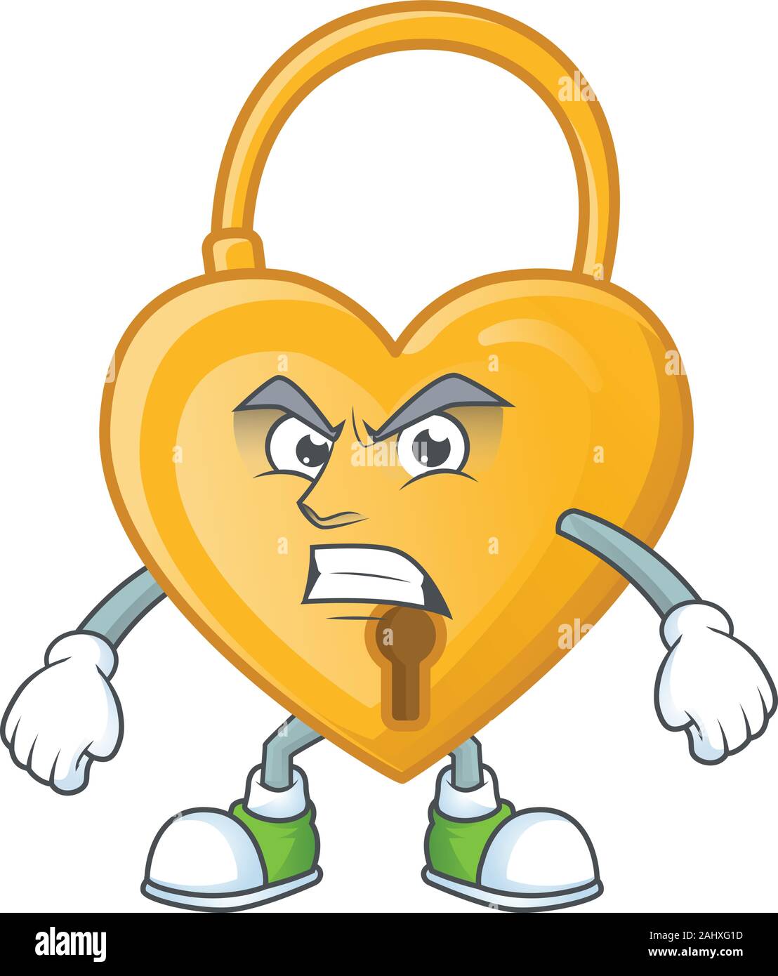 Picture of love padlock cartoon character with angry face Stock Vector ...