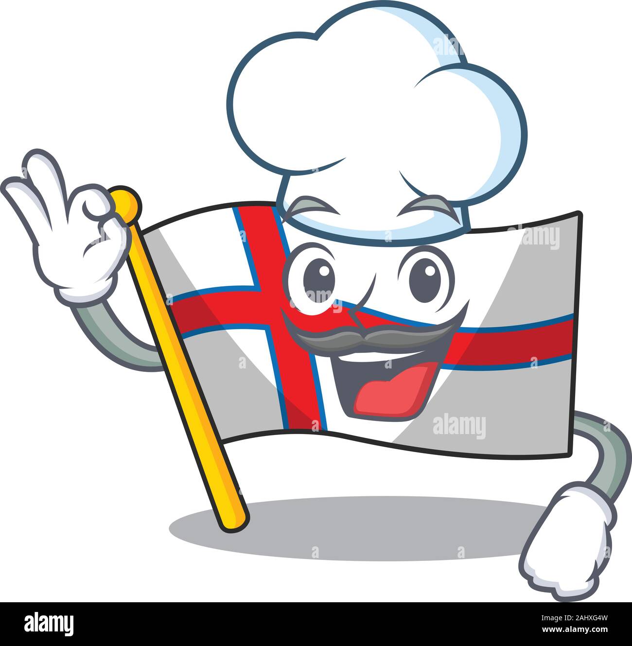 Funny Chef flag faroe island Scroll cartoon character wearing white hat ...