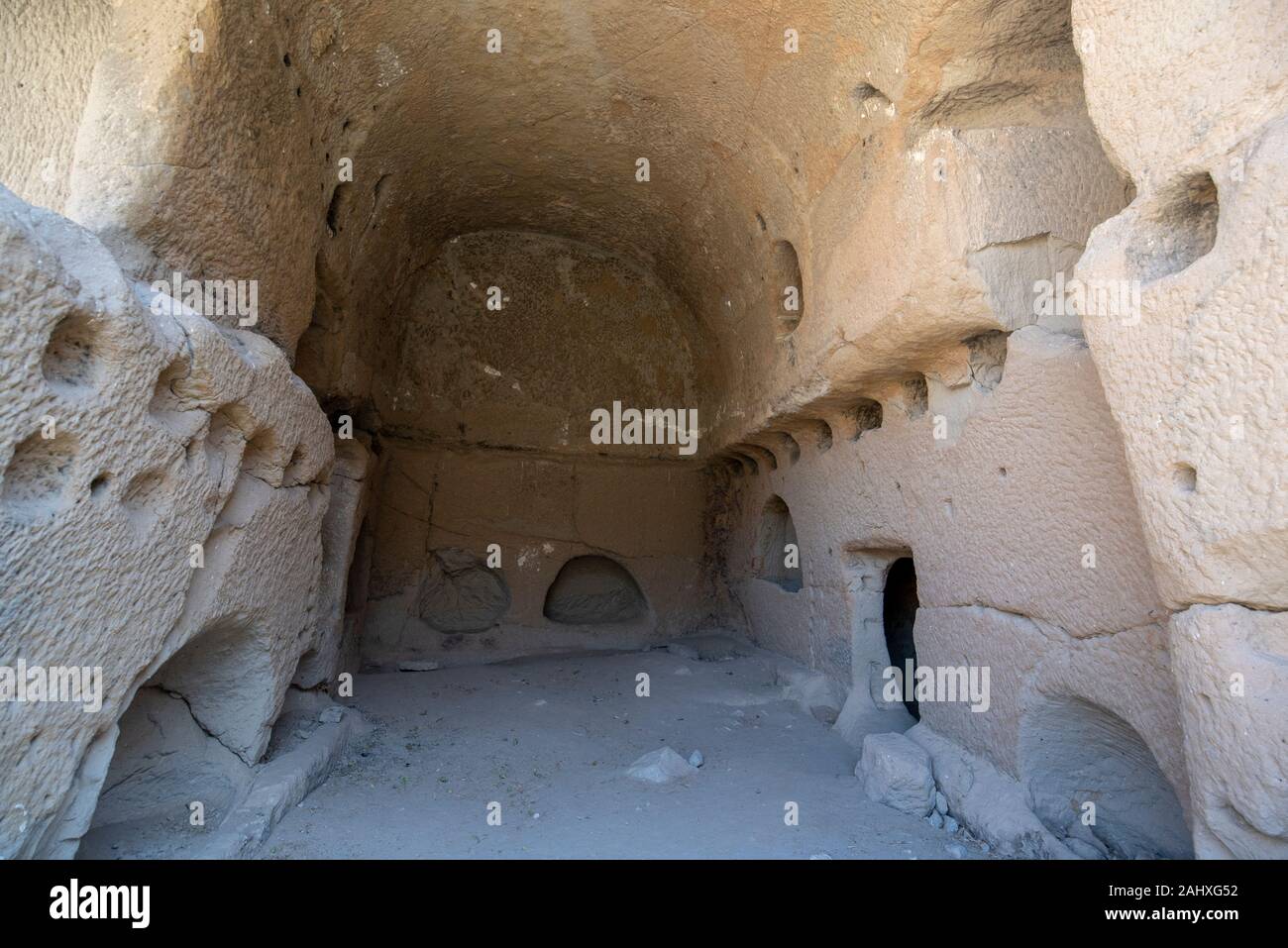 Inside a cave church at Belisırma. The village at the end of Ihlara ...