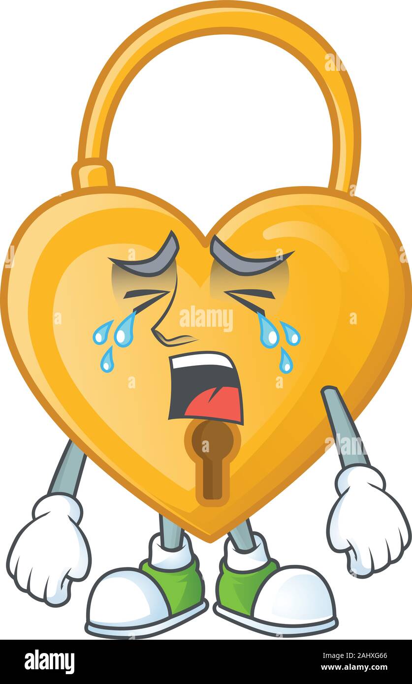 Sad Crying gesture love padlock cartoon character style Stock Vector ...