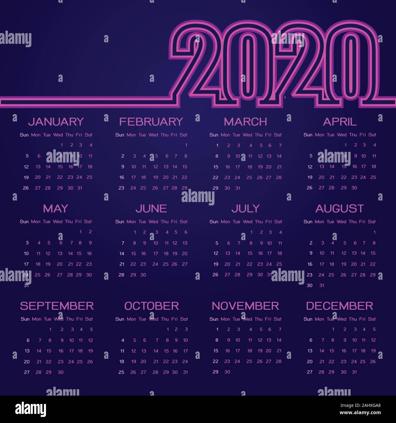 2020 neon Stock Vector Images - Alamy