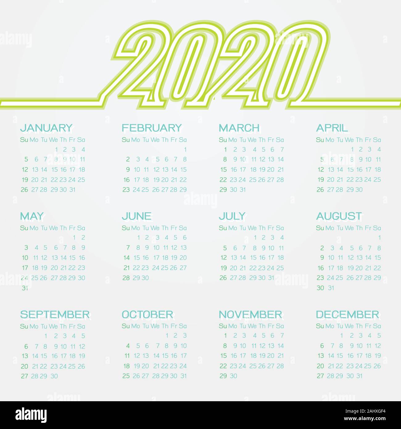 Created 2020 calendar neon text background, stock vector Stock Vector ...