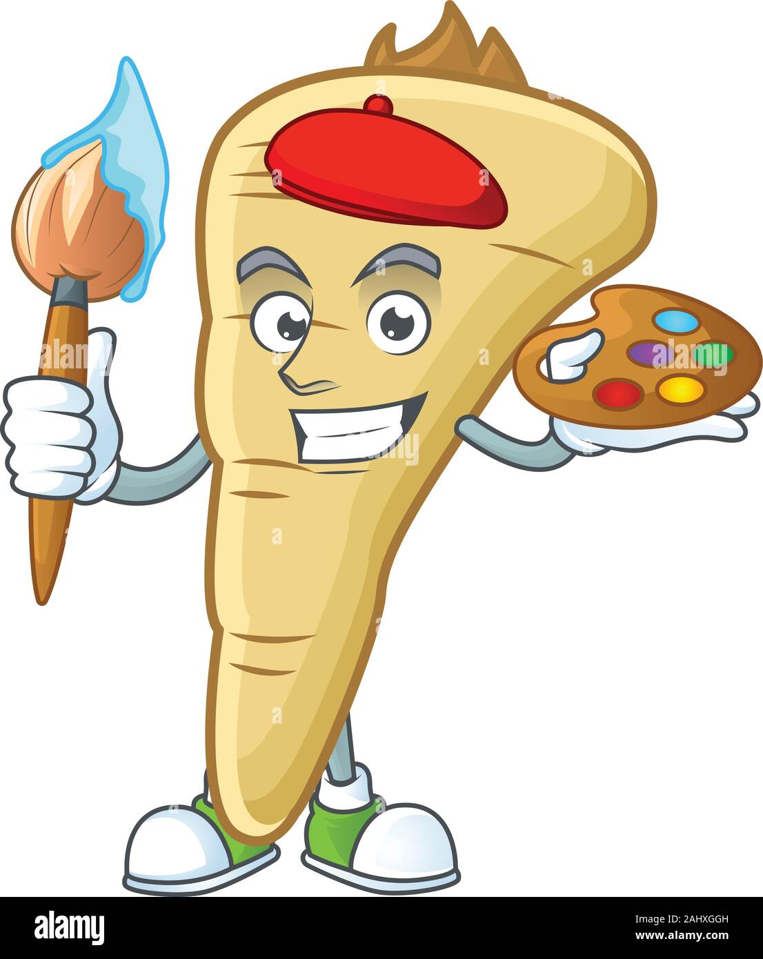 Happy parsnip painter cartoon icon with brush Stock Vector Image & Art ...