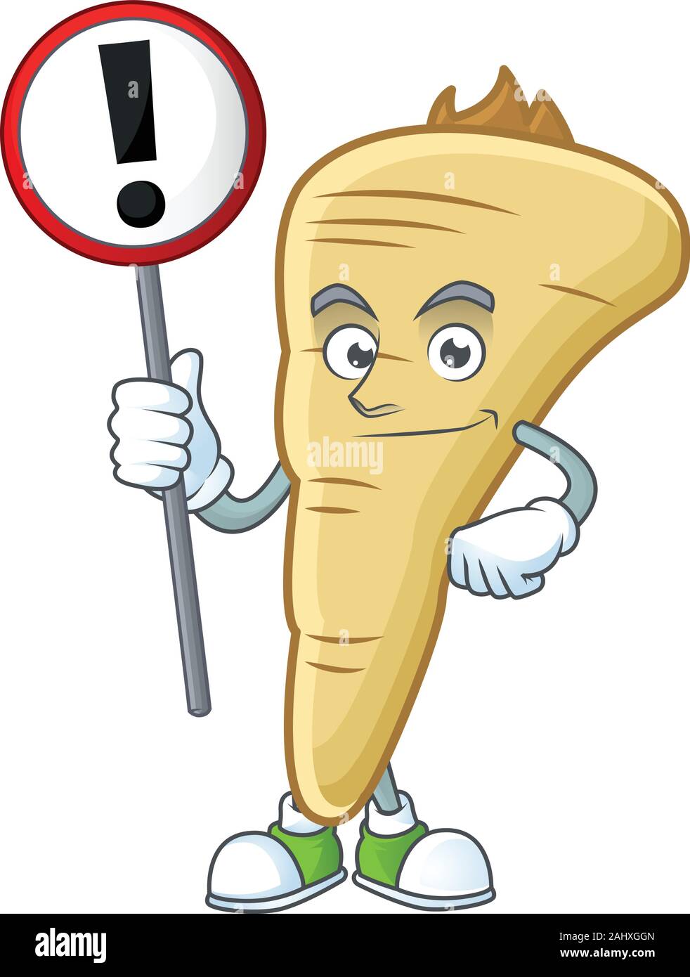 Cartoon mascot of parsnip bring sign in his hand Stock Vector Image ...