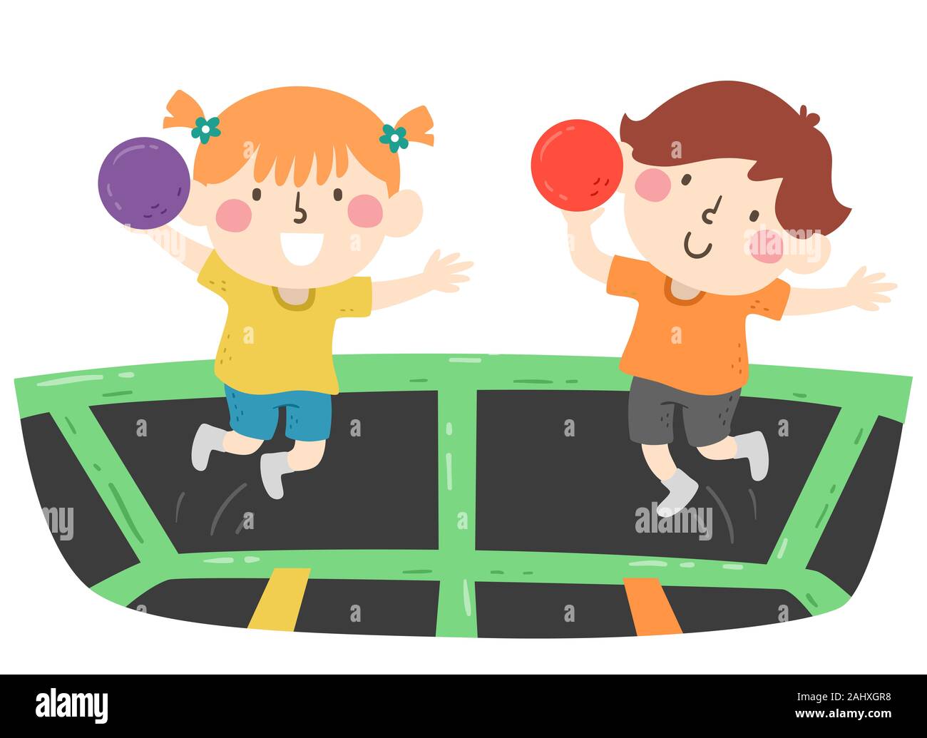 Illustration of Kids Inside a Playing Trampoline Dodgeball Stock Photo ...