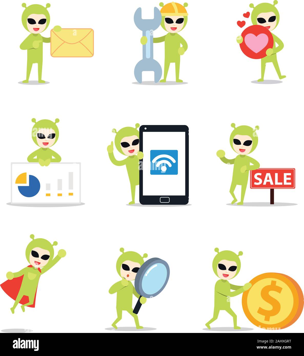 Set of character alien man in space suits Stock Vector Image & Art - Alamy