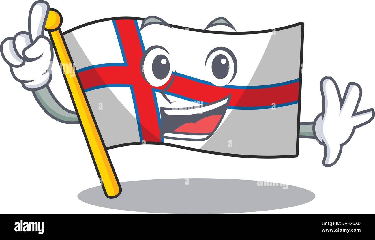 One Finger flag faroe island Scroll in mascot cartoon character style ...