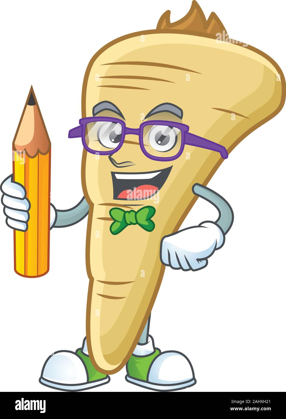 Cool smart Student parsnip mascot with a pencil Stock Vector Image ...