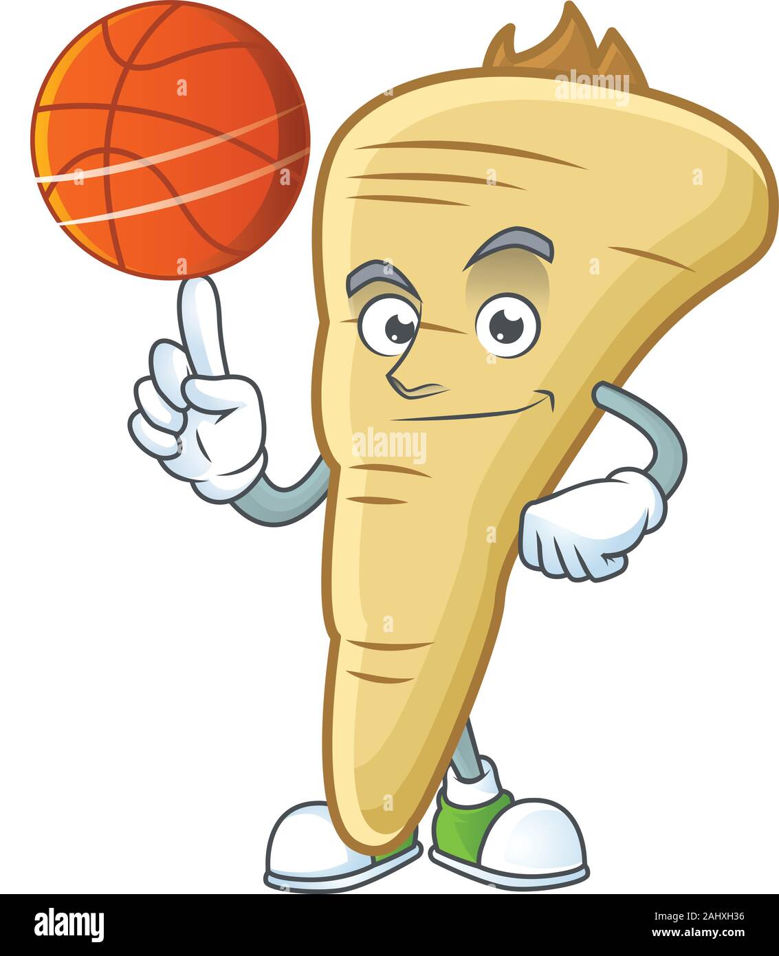 Happy face parsnip cartoon character playing basketball Stock Vector ...