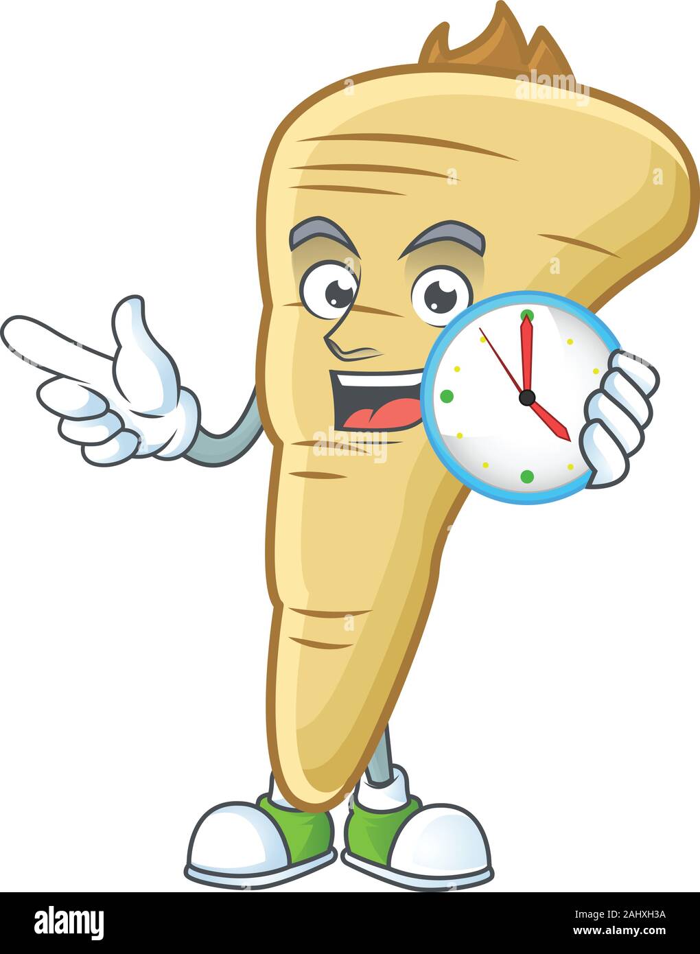 Happy parsnip cartoon mascot style with clock Stock Vector Image & Art ...