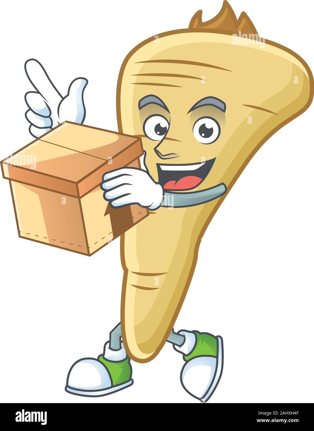 Cute parsnip cartoon character style holding a box Stock Vector Image ...