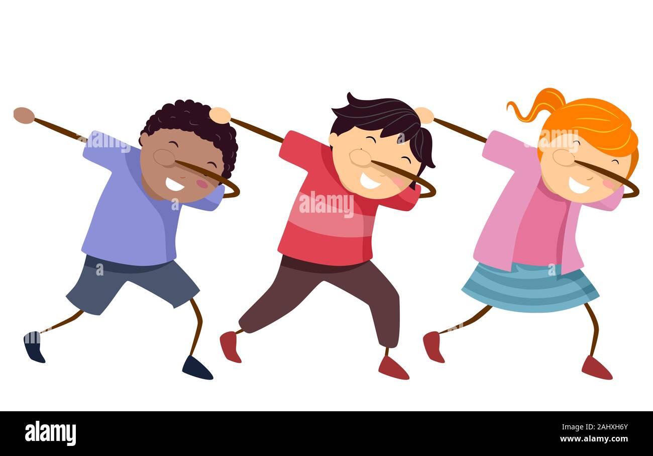 Illustration of Stickman Kids with Hands Up and Another Covering Eyes ...