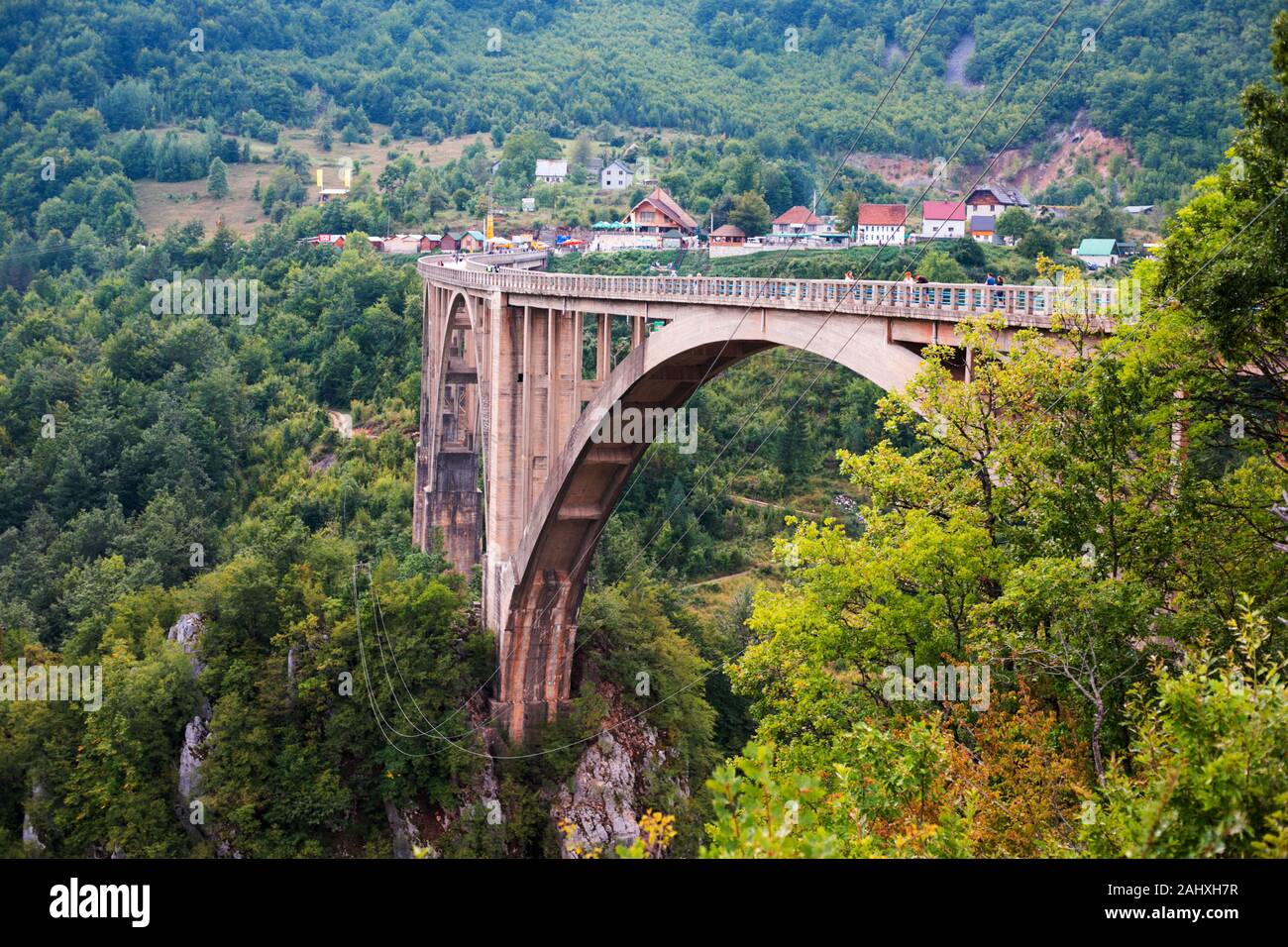 Durdevica Tara arc bridge in the mountains of Montenegro. One of the ...