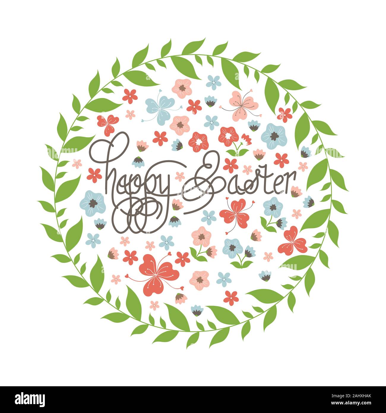 Vector Happy Easter templates with flowers, floral frames and wreaths ...