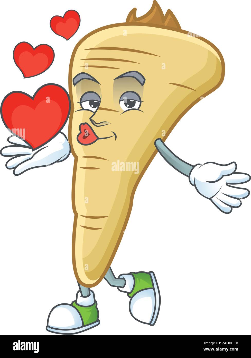 Happy parsnip cartoon character mascot with heart Stock Vector Image ...