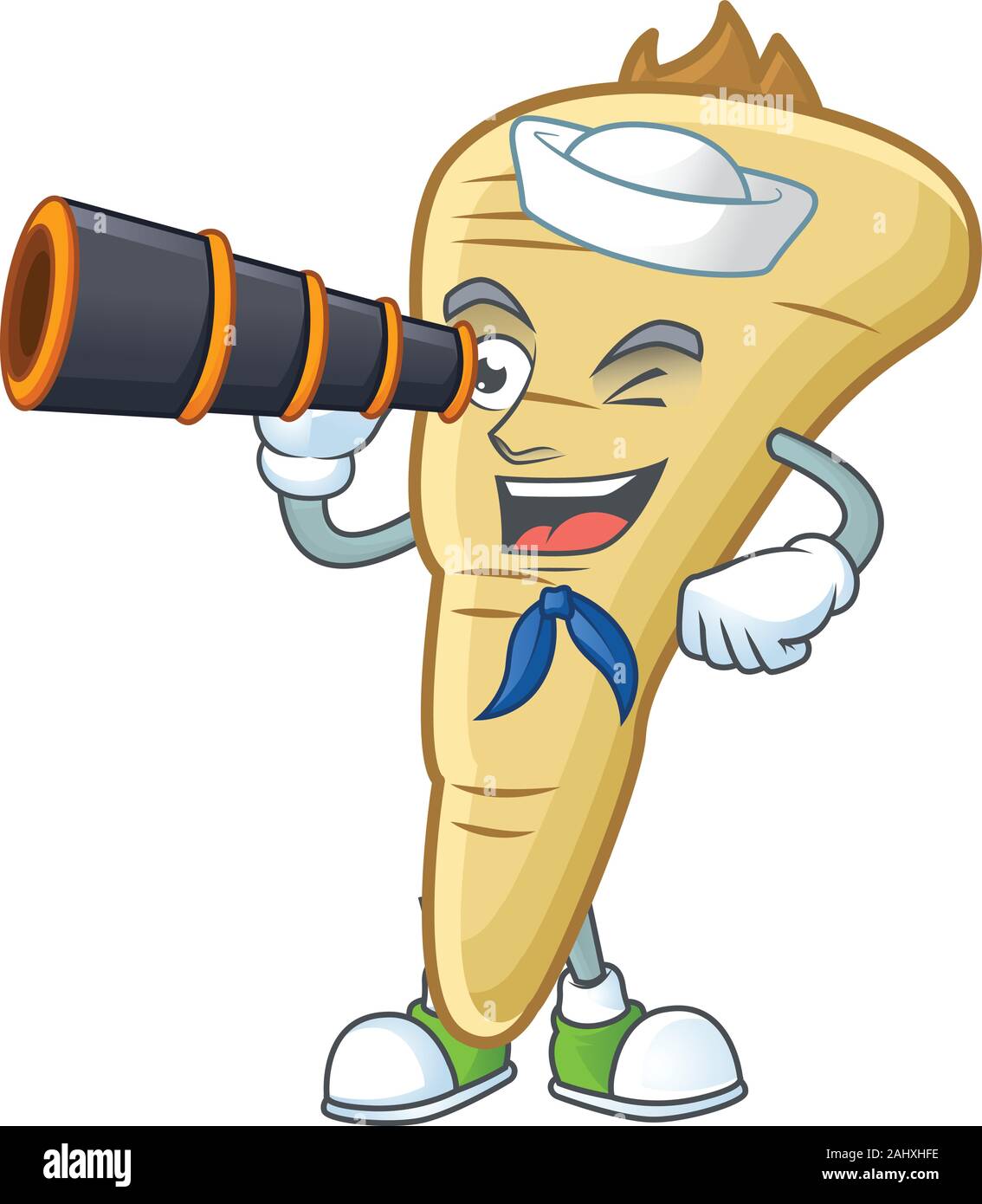 Picture of Smiling happy Sailor parsnip with binocular Stock Vector ...