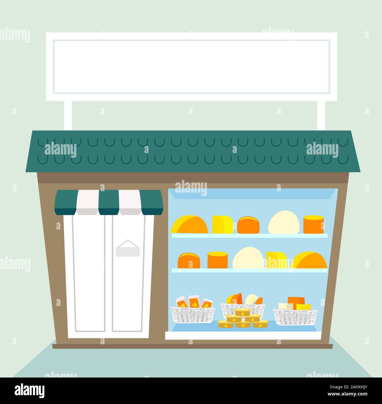 Illustration of a Cheese Shop with Different Types of Cheese on Display ...