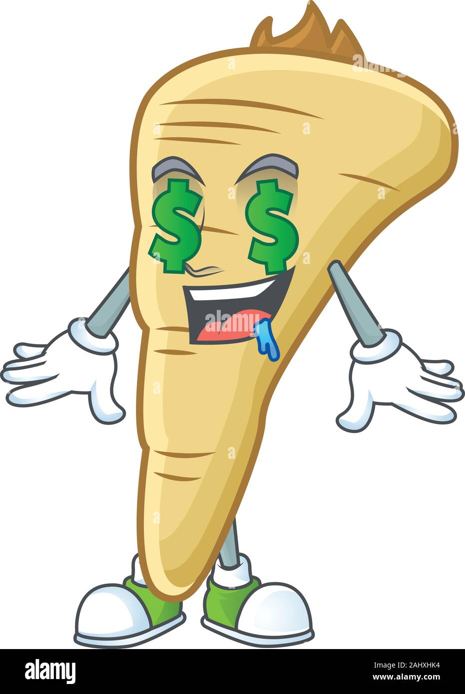Cute parsnip with Money eye cartoon character design Stock Vector Image ...