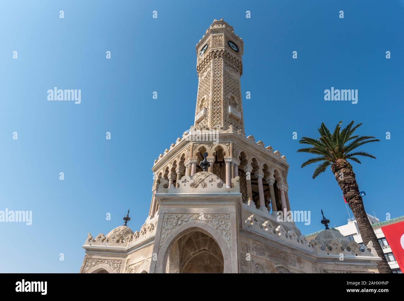 Izmir, Turkey. Konak Square with old clock tower (Saat Kulesi) . It was ...