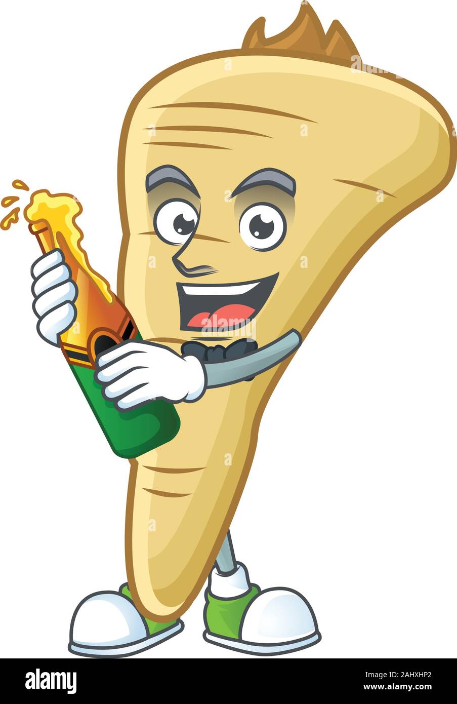 Happy parsnip with beer cartoon character design Stock Vector Image ...