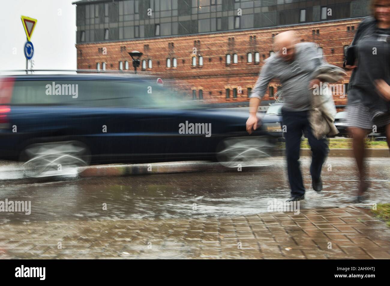 View a center of city after rain Stock Photo - Alamy