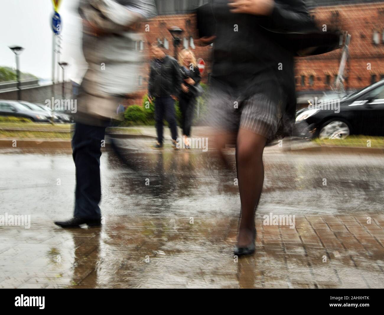 View a center of city after rain Stock Photo - Alamy