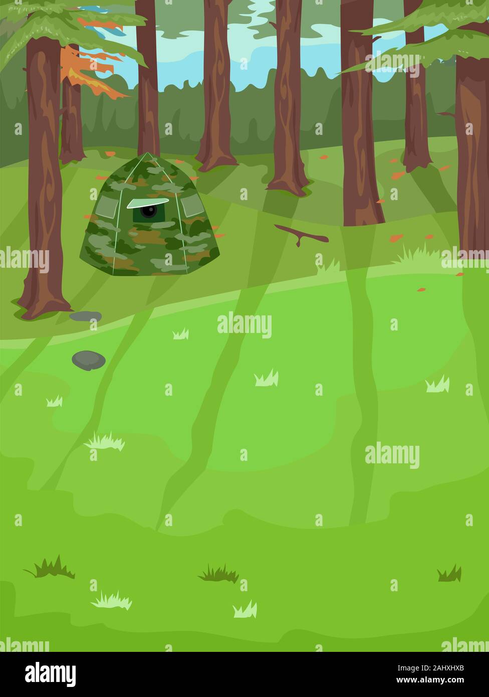 Illustration of a Birding Hide with Camera Lens Peeking Under the Woods ...