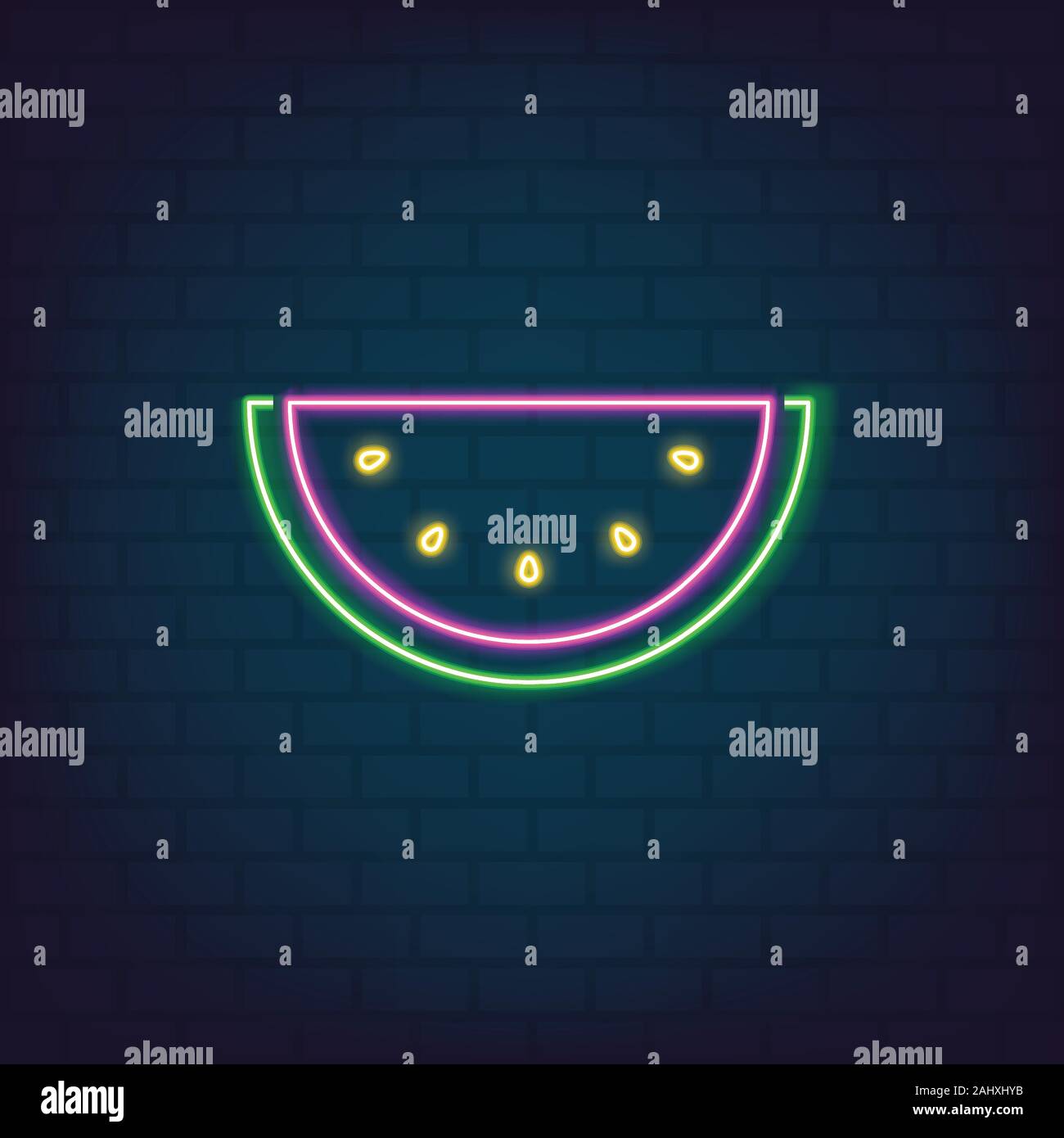 Watermelon slice neon style for graphic design, logo, web site, social ...