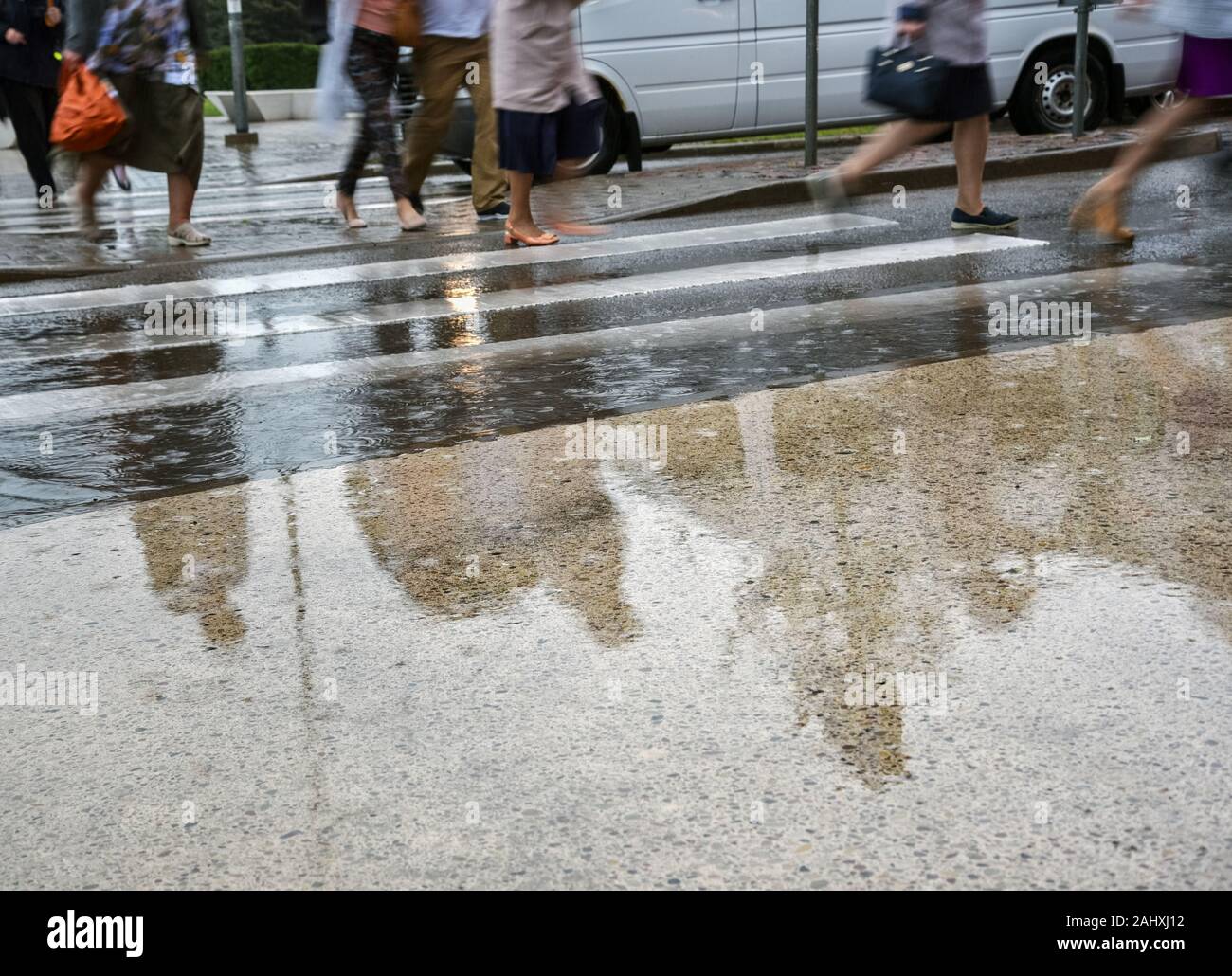 View a center of city after rain Stock Photo - Alamy