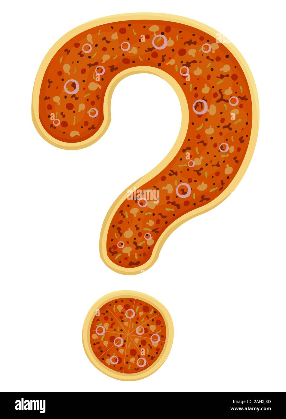 Illustration of a Pizza Shaped as a Question Mark Stock Photo - Alamy