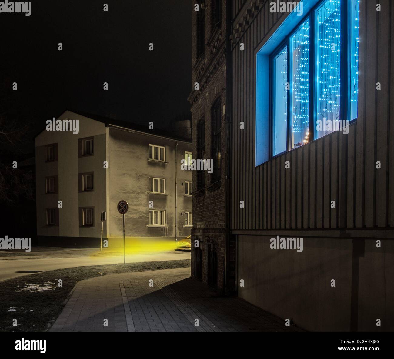 View to the abstract street in night Stock Photo - Alamy