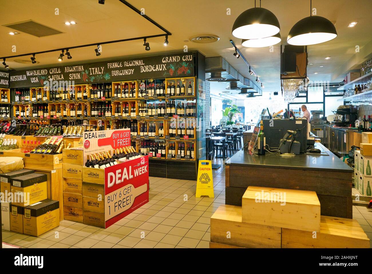 SINGAPORE - CIRCA APRIL, 2019: interior shot of Wine Connection Bistro ...